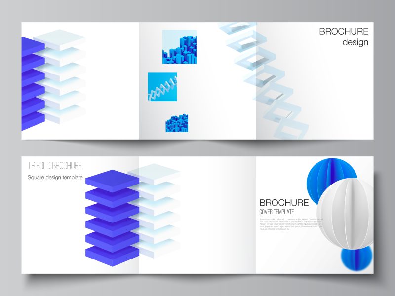 Vector layout of square covers design templates for trifold brochure ...